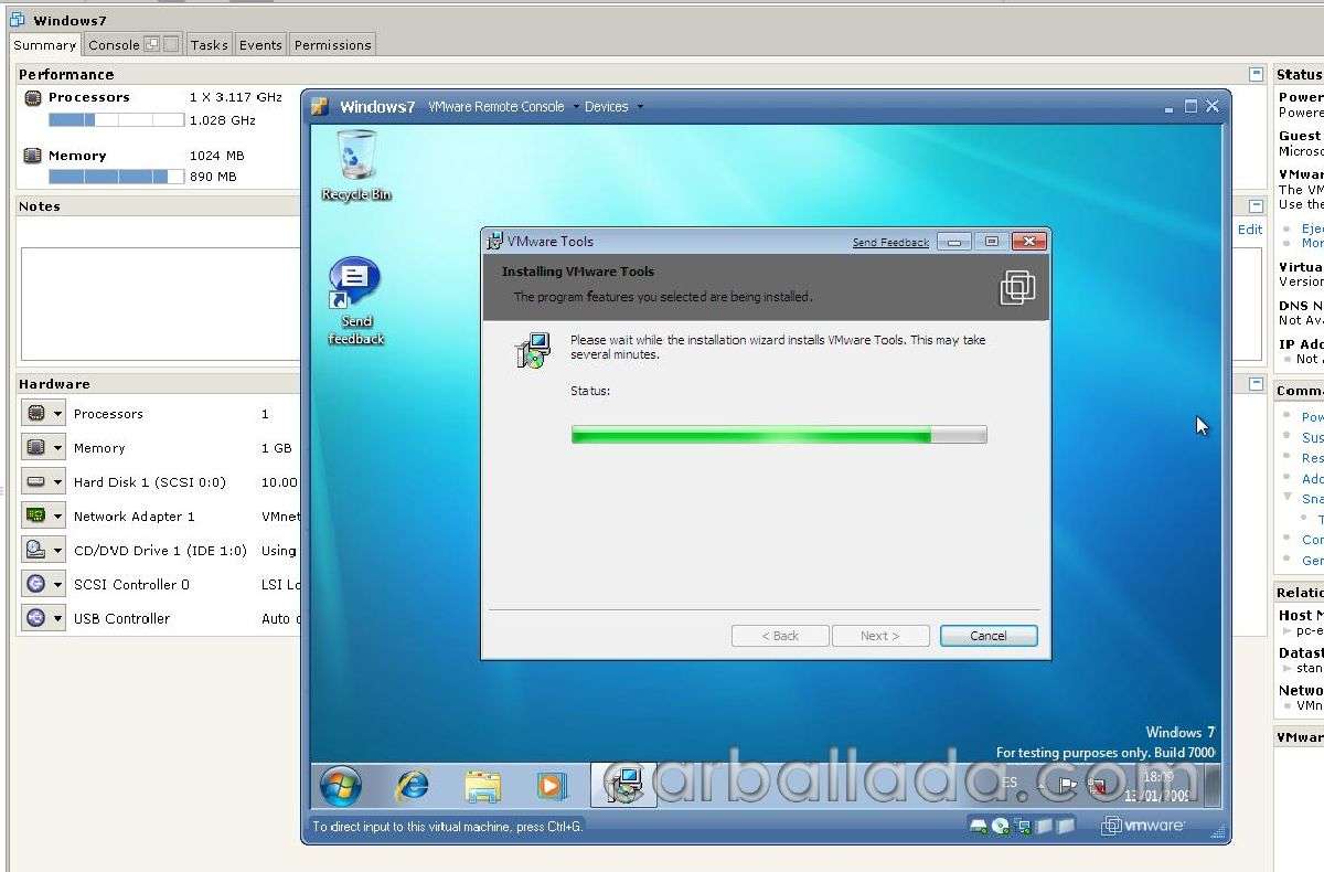 Windows7 beta en VMware | Carballada